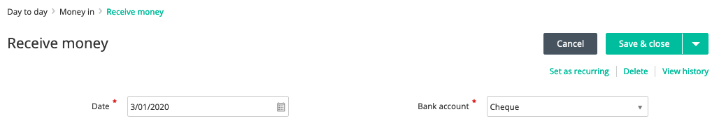 Receive Money - Reckon Help and Support Centre