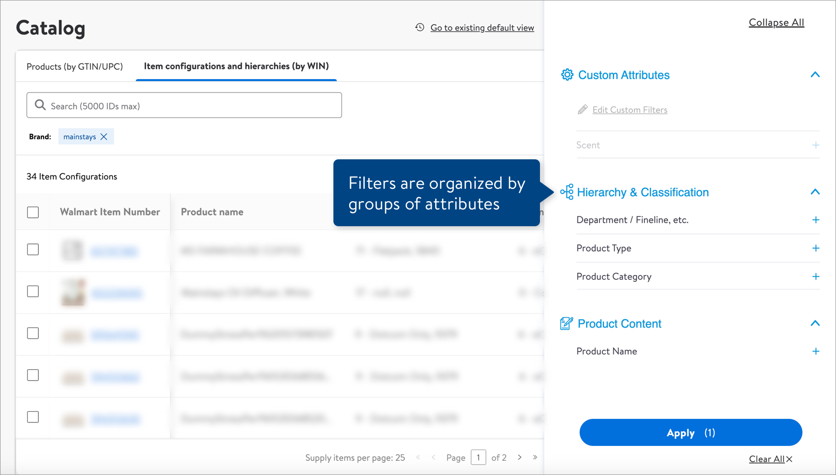 HelpDocs - Catalog - Item Configurations and Hierarchies View