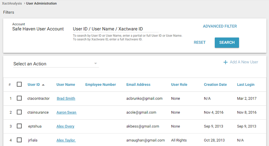 User Administration - Xactware help