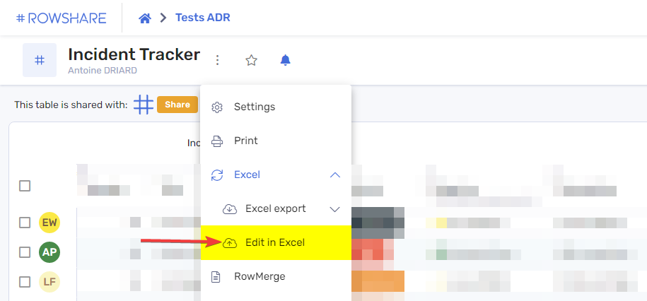 How To Edit A RowShare Table In Excel RowShare Help