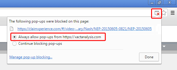 Disable Pop-up Blockers - Xactware help