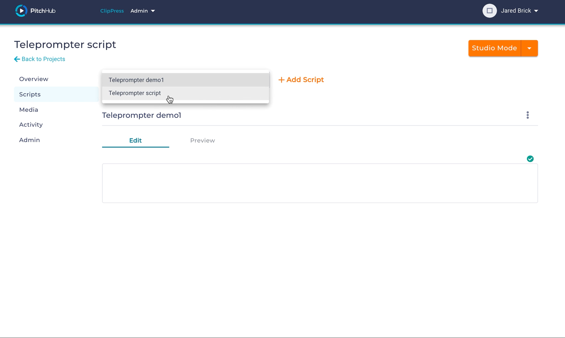 Working With Scripts Instructions Pitchhub Help Documentation