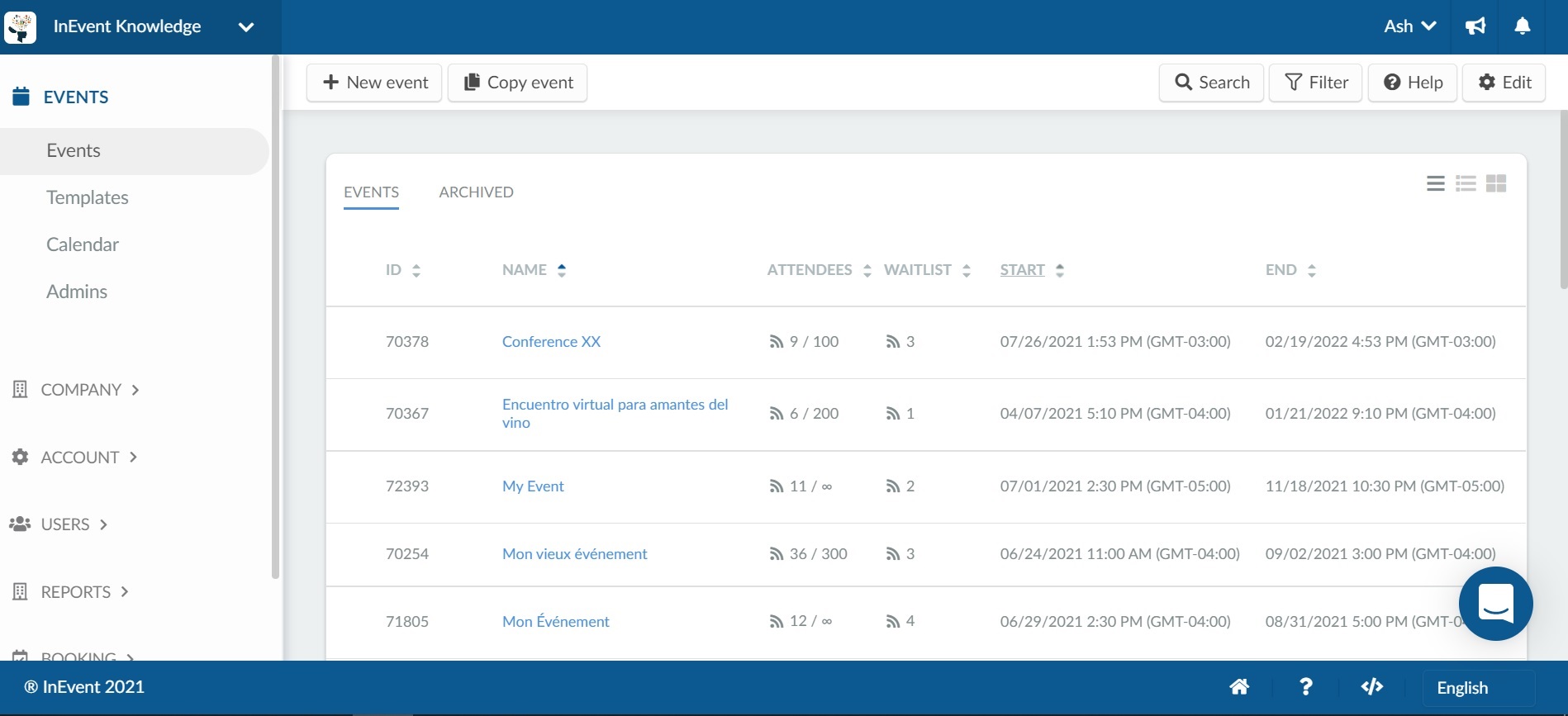 Company and event levels - InEvent FAQ