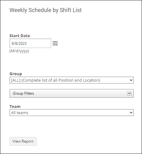 Weekly Schedule by Shift List Report - HelpDocs