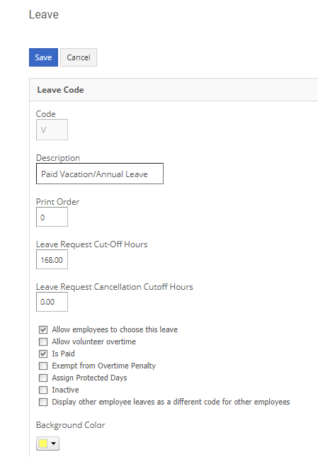 Leave Codes - HelpDocs