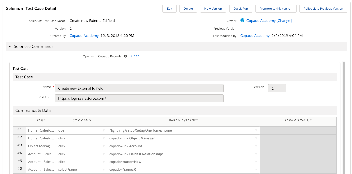 Versioning Selenium Test Cases Copado Solutions Documentation