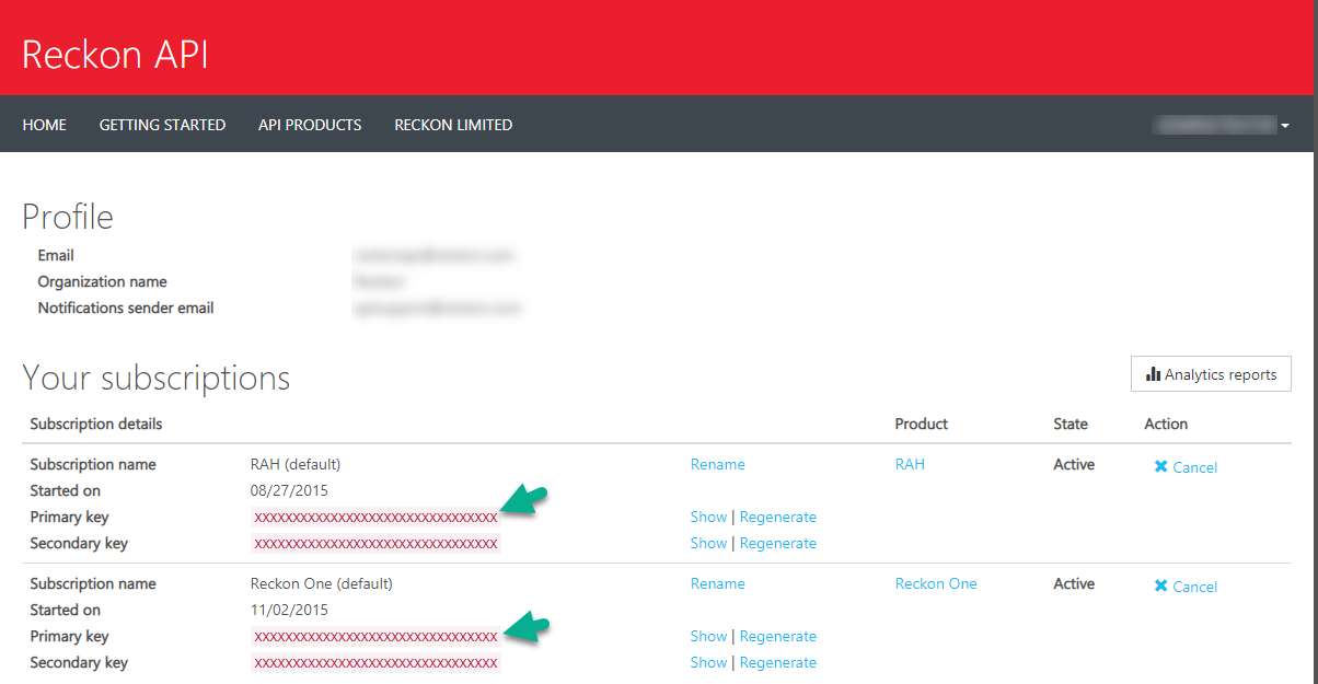 Subscription Key - Reckon Help and Support Centre