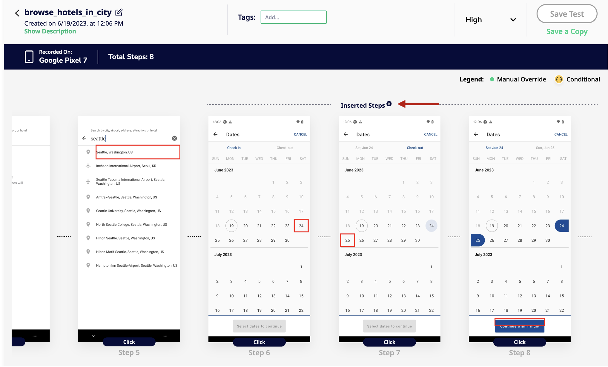Inserting Steps Into An Existing Test Case Sofy Support Docs No Code Automation Testing