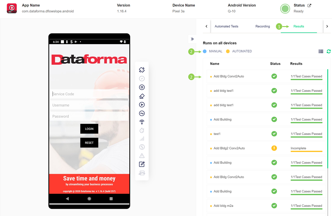 Viewing Test Results In The Lab Sofy Documentation No Code Automation Testing Platform