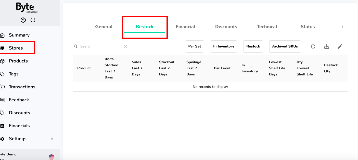 Stores > Restock - Byte Technology Help Desk