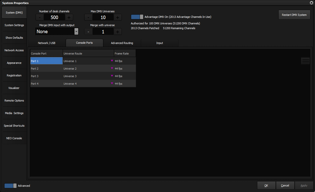 Console Ports Tab - Neo Family interactive manual