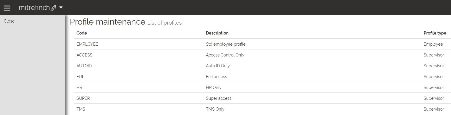 Profile maintenance - Help | Time & Attendance