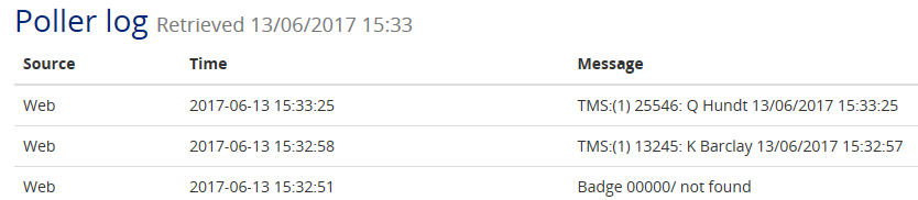 Poller log - Help | Time & Attendance