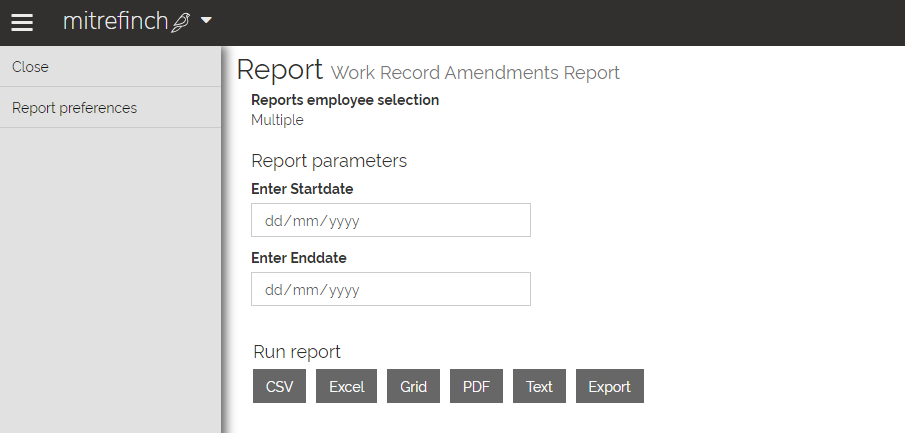 Running a Report - Help | Time & Attendance