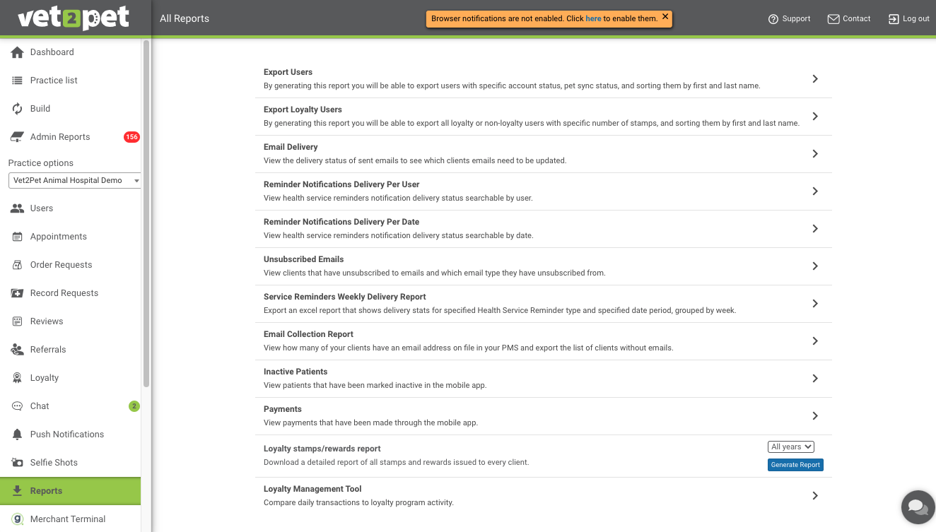Overview of Reports - The Vet2Pet Knowledge Library