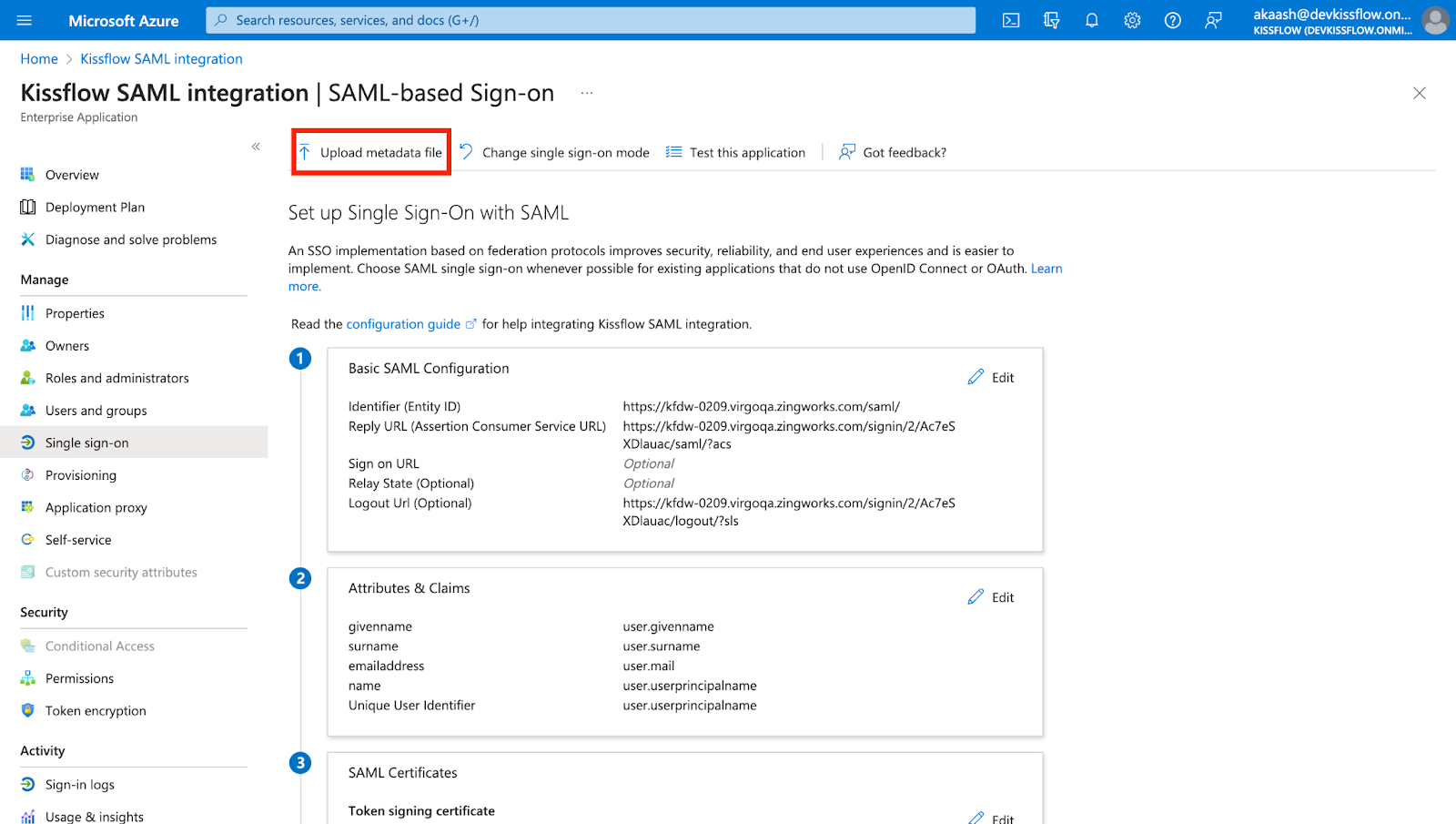 Setting up SAML-based Single Sign-on for Microsoft Azure AD - Account ...