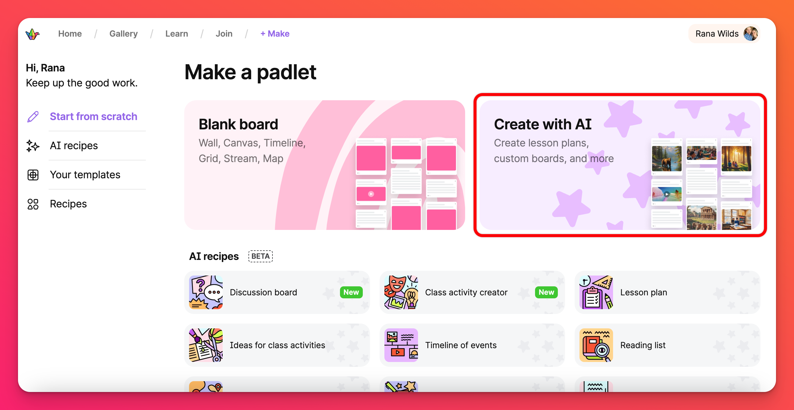 Crear con IA - Base de conocimientos y soporte de Padlet