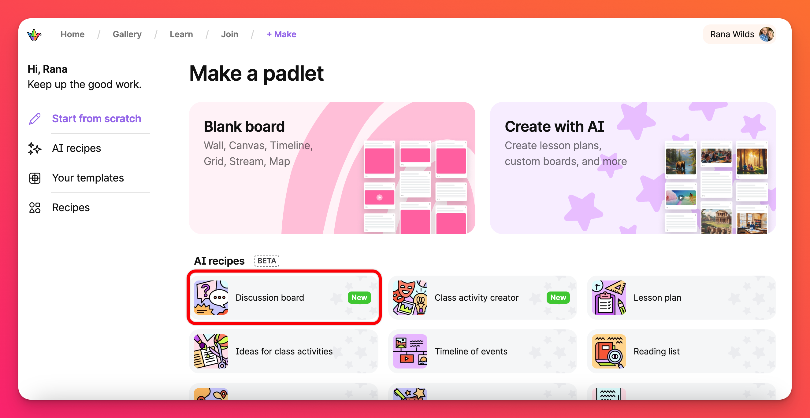 Create with AI - Padlet Knowledge Base & Support