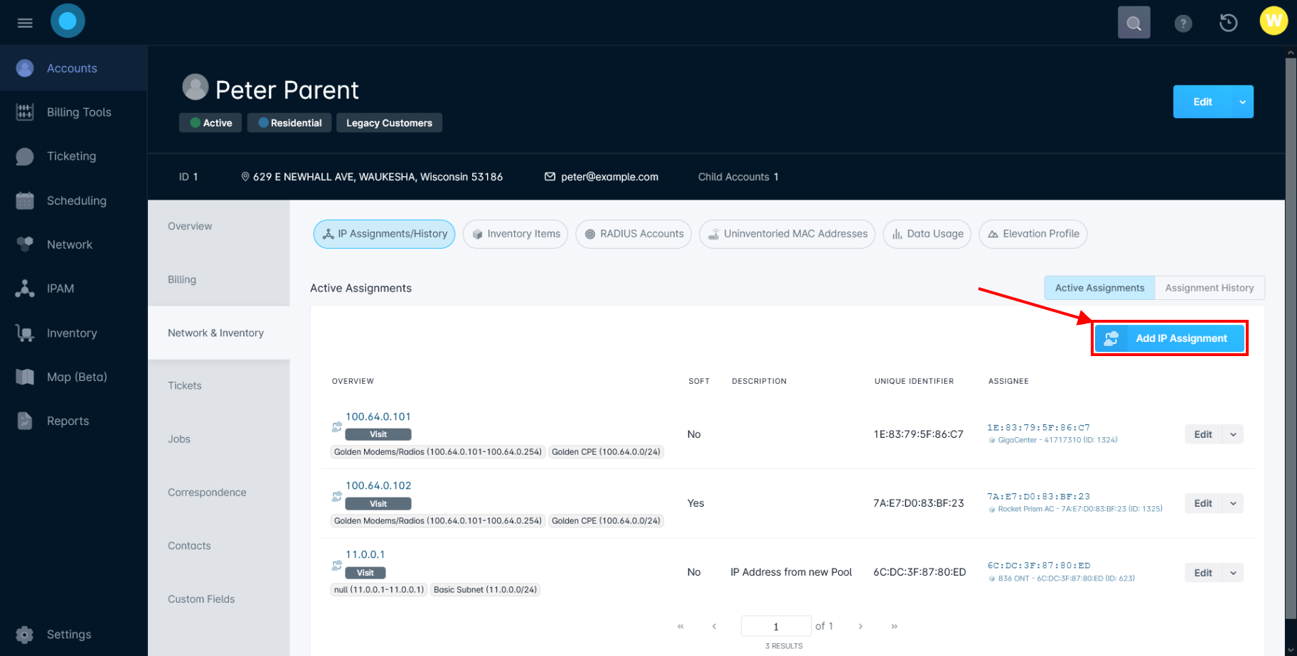 Assigning an IP Address Using Sonar's IPAM: How to - Sonar Knowledge Base