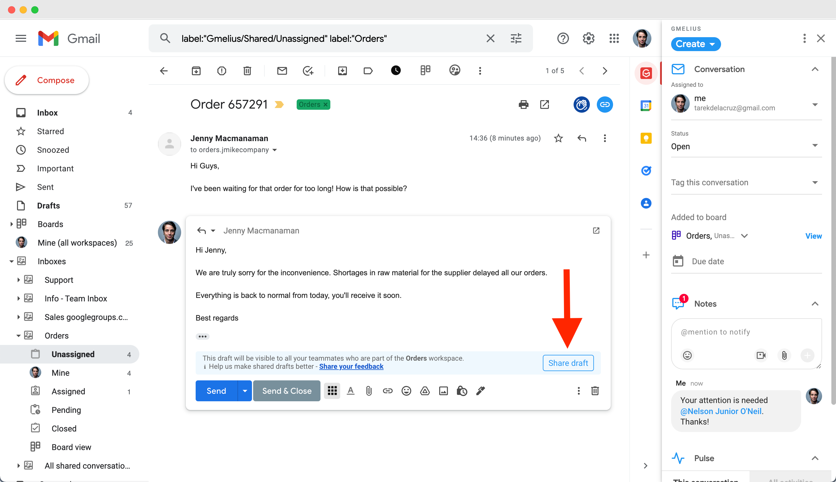 How To Share A Draft In Gmail Help Center Gmelius